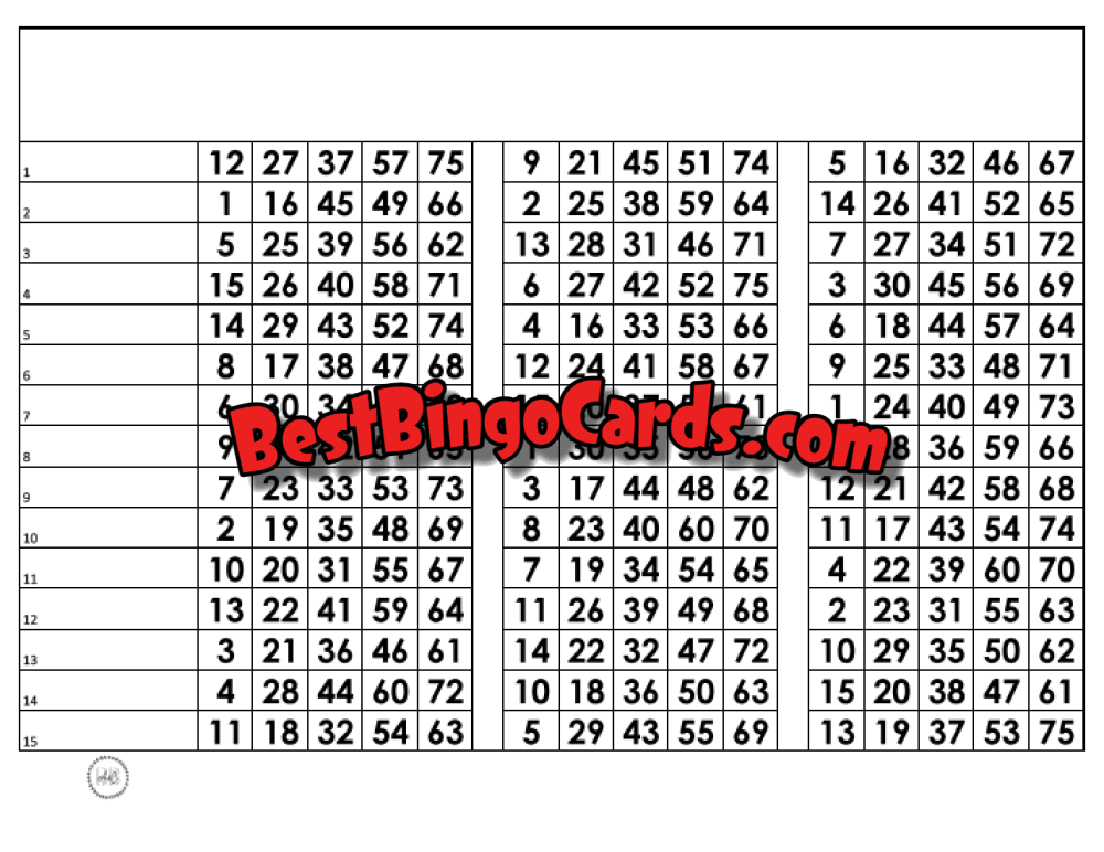 Bingo Boards 1-15 lines - Triple Board